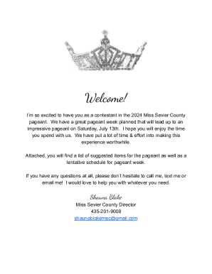 Fillable Online Pageant Forms & Packet Fax Email Print - pdfFiller