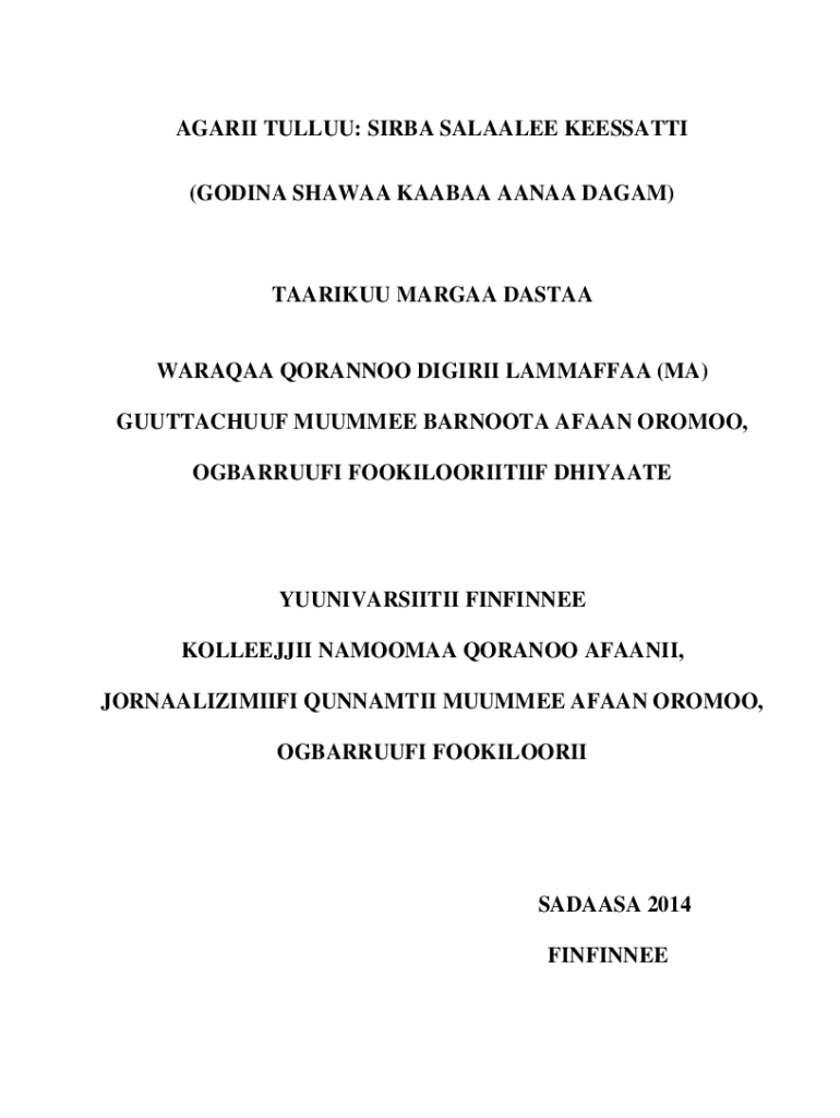 Agarii Tulluu - Fill Online, Printable, Fillable, Blank | pdfFiller
