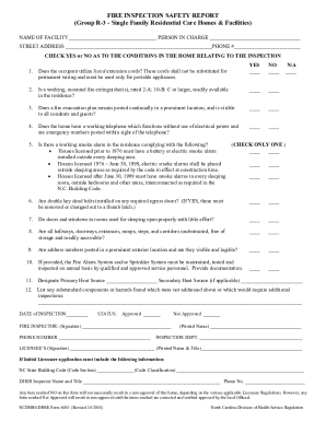 Fillable Online Fire Inspection Report for Homes or Residential ...