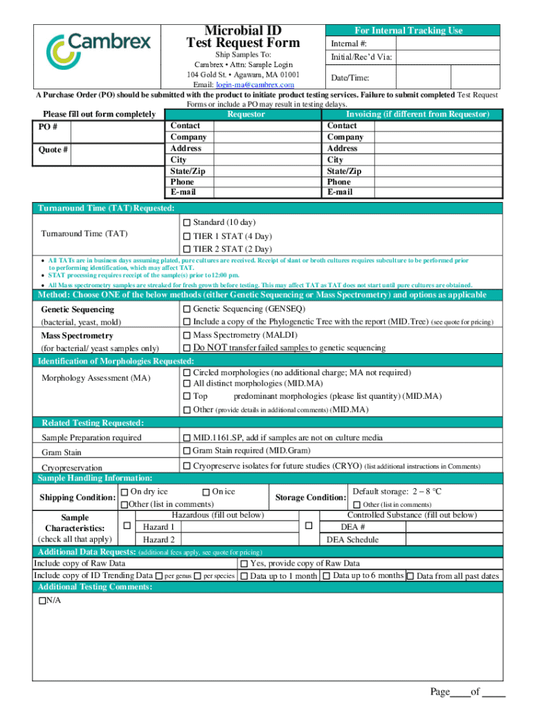 Fillable Online Microbial ID Test Request Form Fax Email Print - pdfFiller