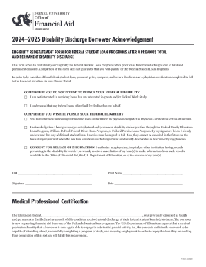 Fillable Online Total Permanent Disability Discharge Loan Borrower ...