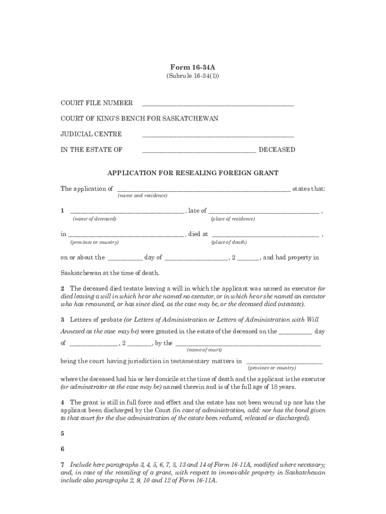 Fillable Online 16-34B: Affidavit Of Applicant For Resealing Foreign ...