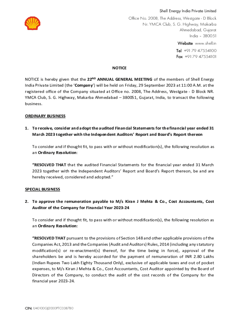 Fillable Online SHELL ENERGY INDIA PRIVATE LIMITED Company Profile Fax ...