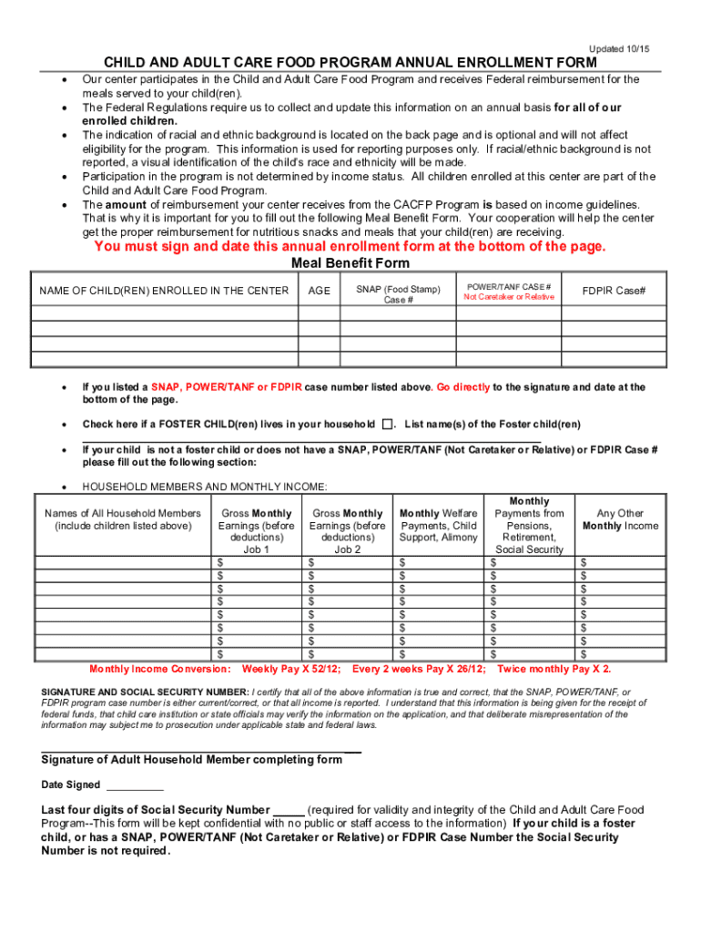 Fillable Online Child Enrollment Documentation Requirement - English ...