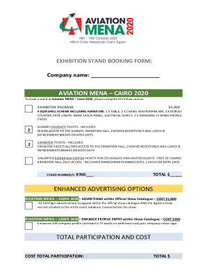 Fillable Online EXHIBITION STAND BOOKING FORM: Fax Email Print - pdfFiller