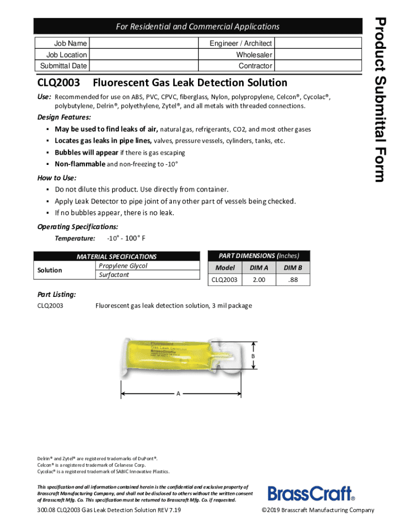 Fillable Online Fluorescent Gas Leak Detection Solution Fax Email Print ...