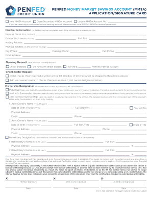 Fillable Online Form 400 Penfed Money Market savings account (MMSA ...