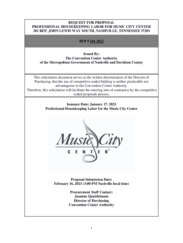 Fillable Online request for proposal professional housekeeping labor ...