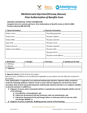 Fillable Online Rasuvo Prior Authorization Request Form (Page 1 of 2 ...