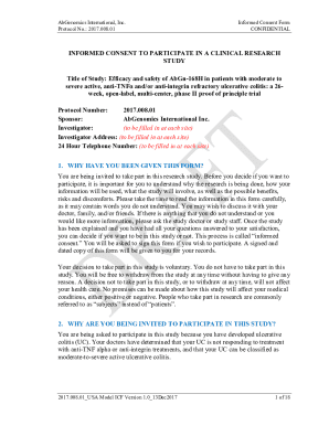 Fillable Online INFORMED CONSENT FORM (ICF) Reference Information Fax ...