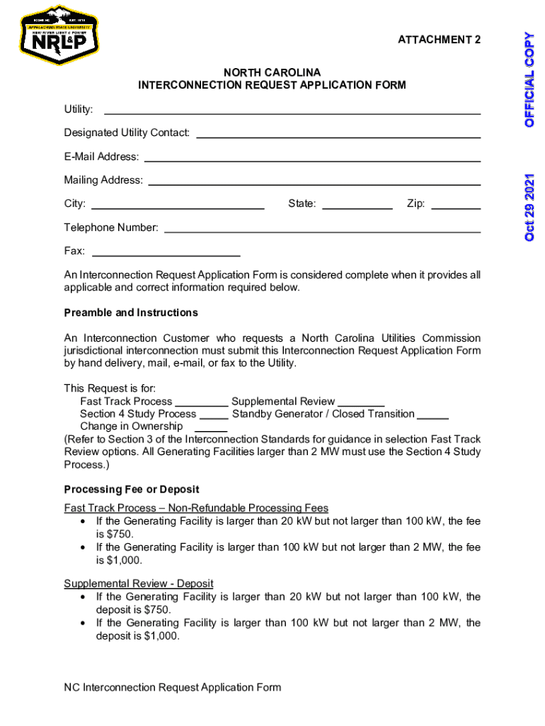 Fillable Online 1 ATTACHMENT 6 Interconnection Request Application ... Fax Email Print - pdfFiller