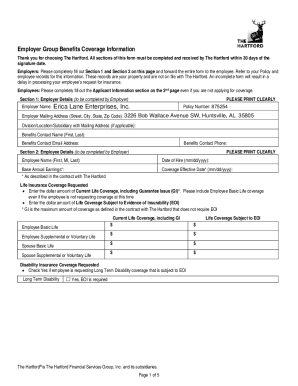Fillable Online The hartford life insurance claim form yvk Fax Email ...