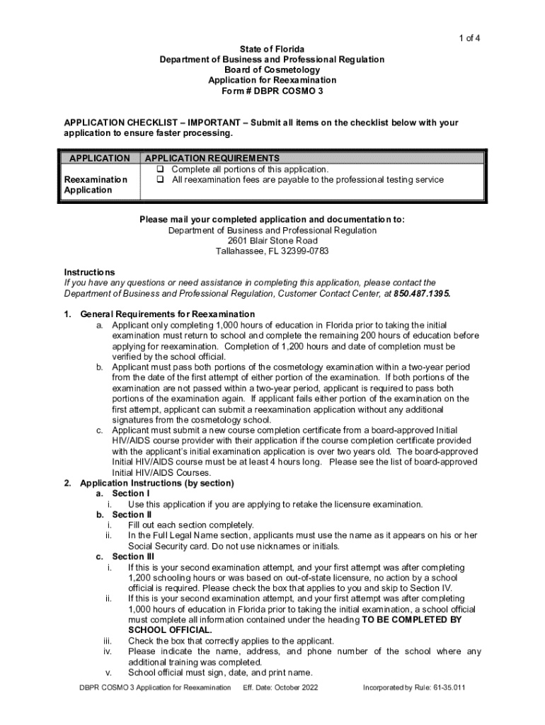 Fillable Online DBPR COSMO 4-B - Initial License by Endorsement Fax ...
