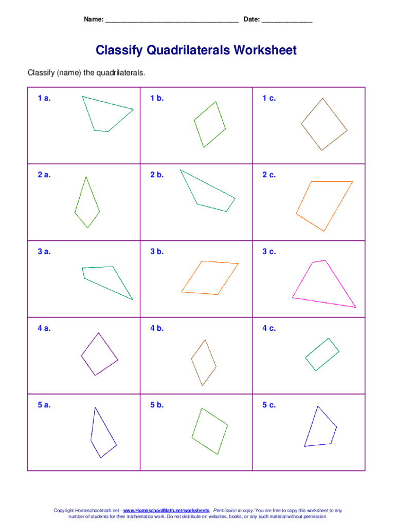 Fillable Online teachers wrdsb Classify Quadrilaterals Worksheet ...