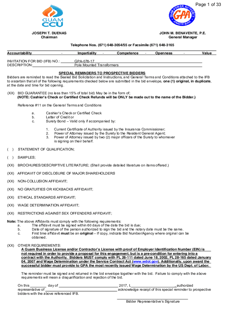 Fillable Online Procurement Forms - Special Reminders to Prospective ...