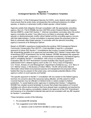 Fillable Online Appendix H Endangered Species Act Section 7 Compliance ...