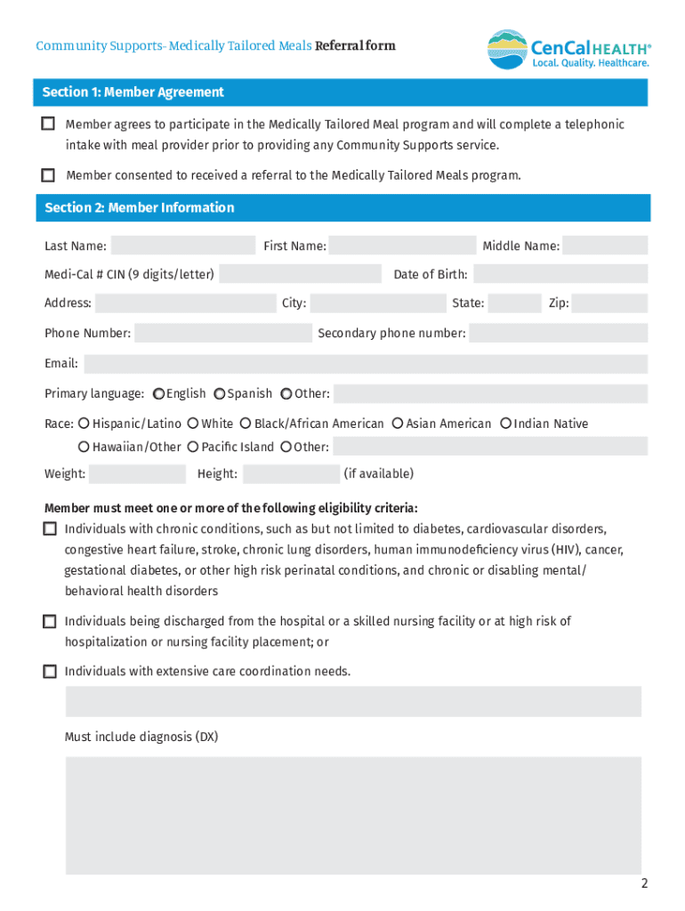 Fillable Online Community Supports (CS) Referral Form Medically- ... Fax Email Print - pdfFiller