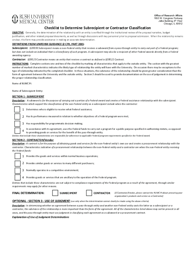 Fillable Online Sub-Cont Checklist Draft.xlsx Fax Email Print - pdfFiller