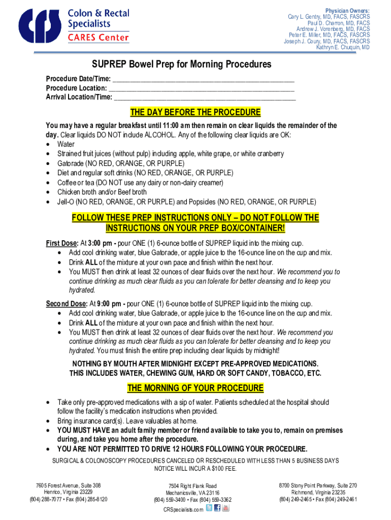 Fillable Online CLENPIQ Bowel Prep for Morning Procedures Fax Email ...