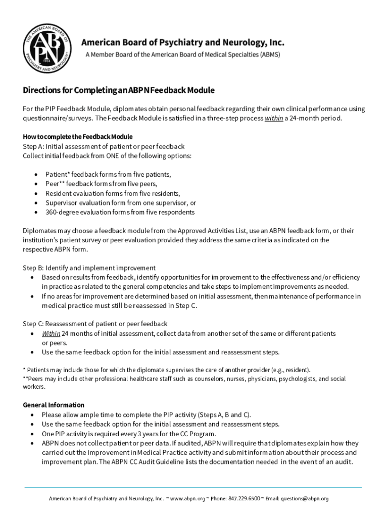 Fillable Online ABPN Resident Evaluation Feedback Form Fax Email Print ...