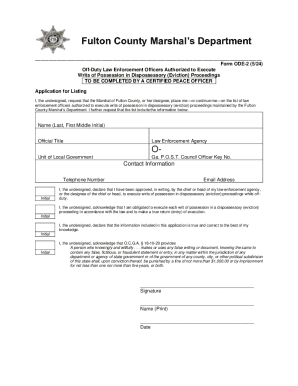 Fillable Online Fulton County Marshals Department Eviction Process Fax ...