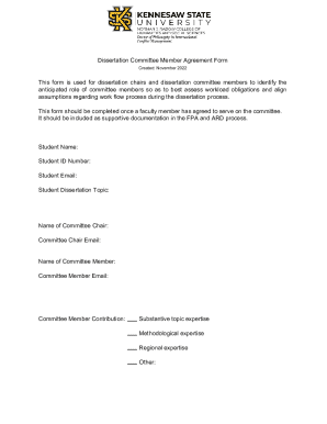 Fillable Online Dissertation Committee Member Agreement Form Fax Email Print - pdfFiller