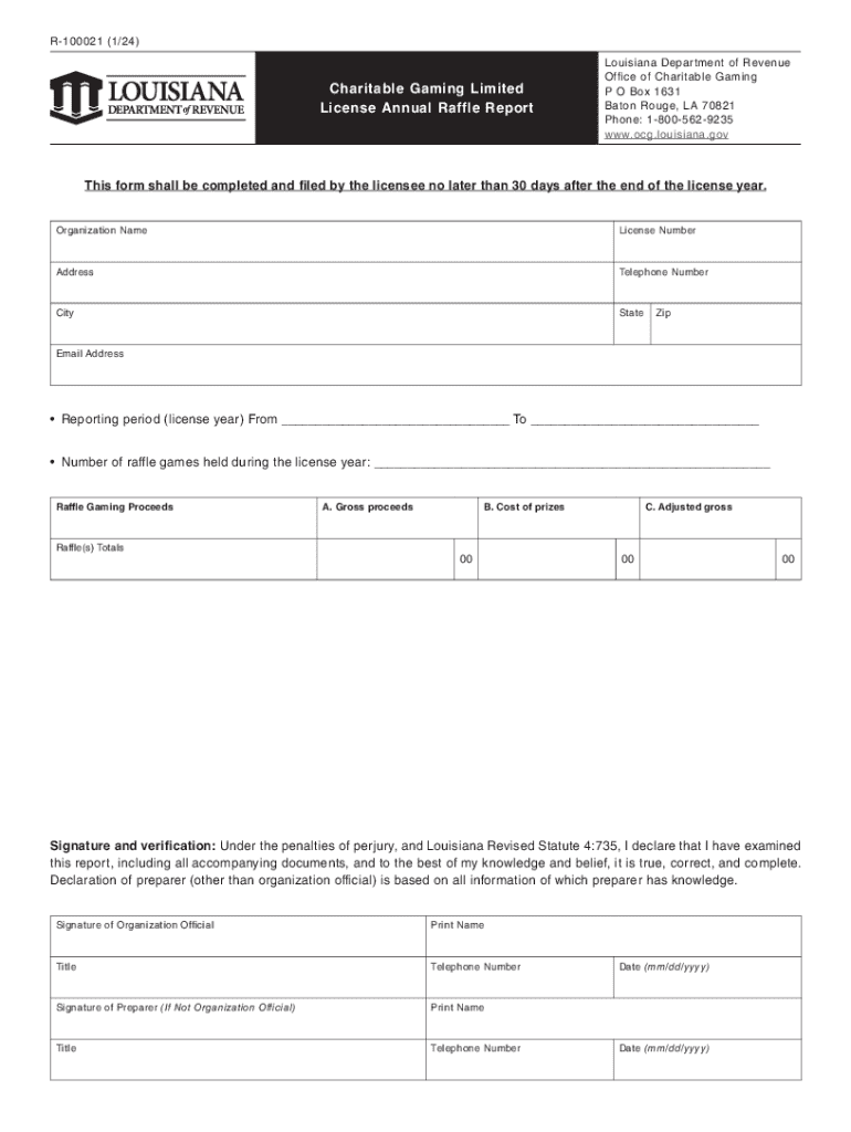 Fillable Online INSTRUCTIONS Limited License Annual Raffle Report Fax ...