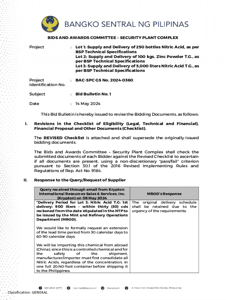 Fillable Online SECURITY PLANT COMPLEX Project : Lot 1: Supply and ...