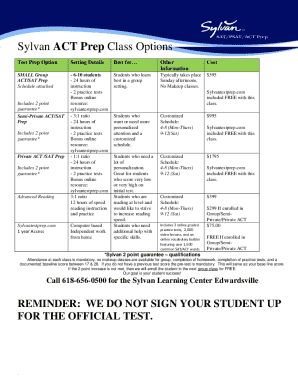 Fillable Online ACT Test Prep Course - Sylvan Learning of the UAE Fax ...