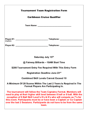 Fillable Online Team Registration Form - the APA Fax Email Print ...