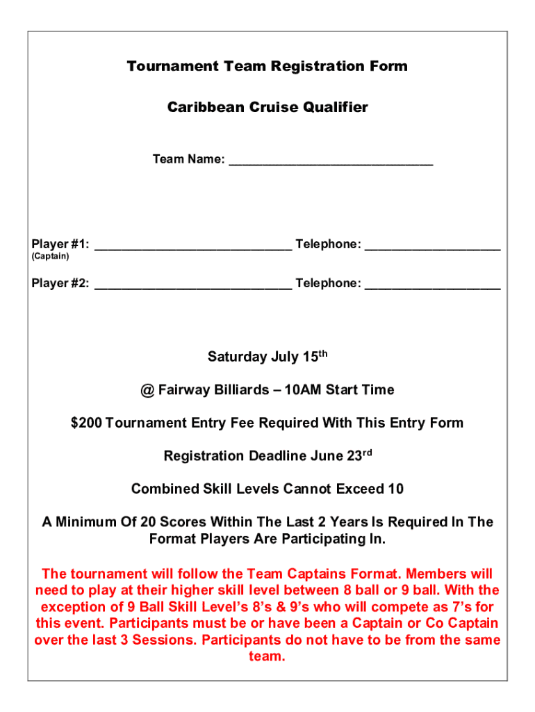 Fillable Online Team Registration Form - the APA Fax Email Print - pdfFiller