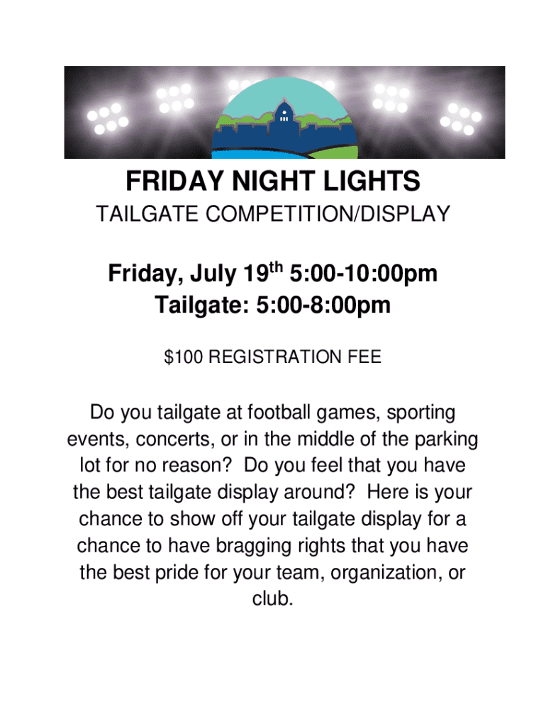 Fillable Online TAILGATE COMPETITION/DISPLAY Fax Email Print - pdfFiller