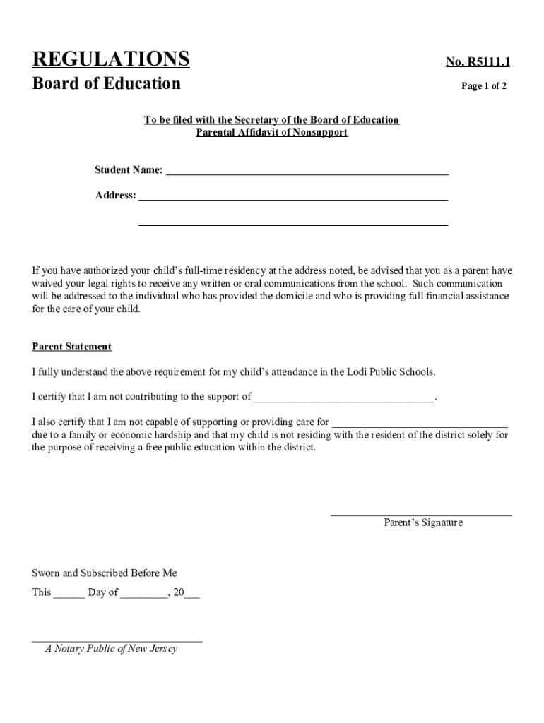 Fillable Online Reg 5111 Eligibility of Resident/Nonresident Students ...