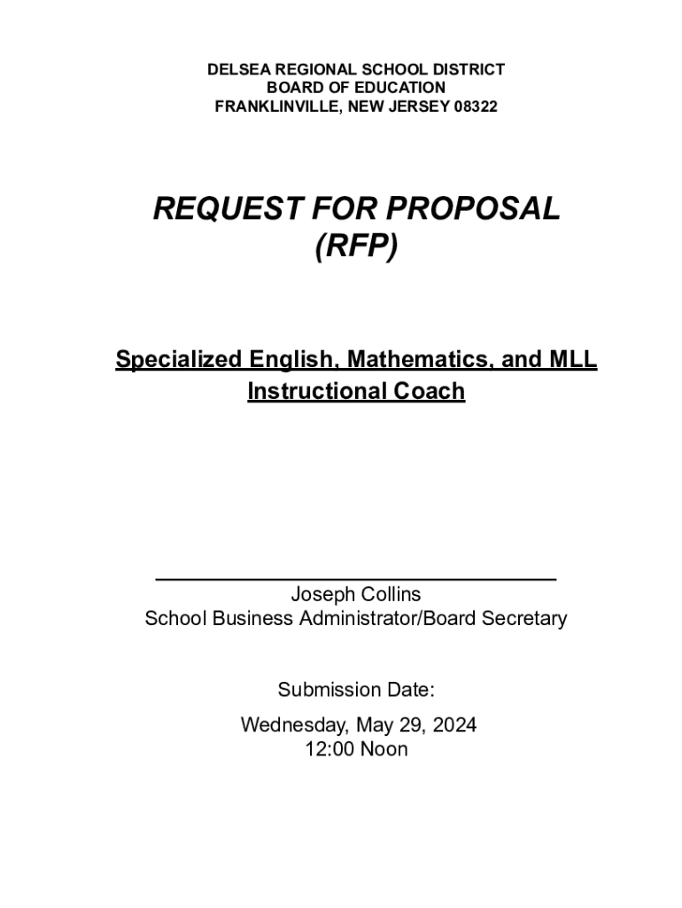 Fillable Online 5-8-24 RFP Specialized English, Mathematics, and MLL ...
