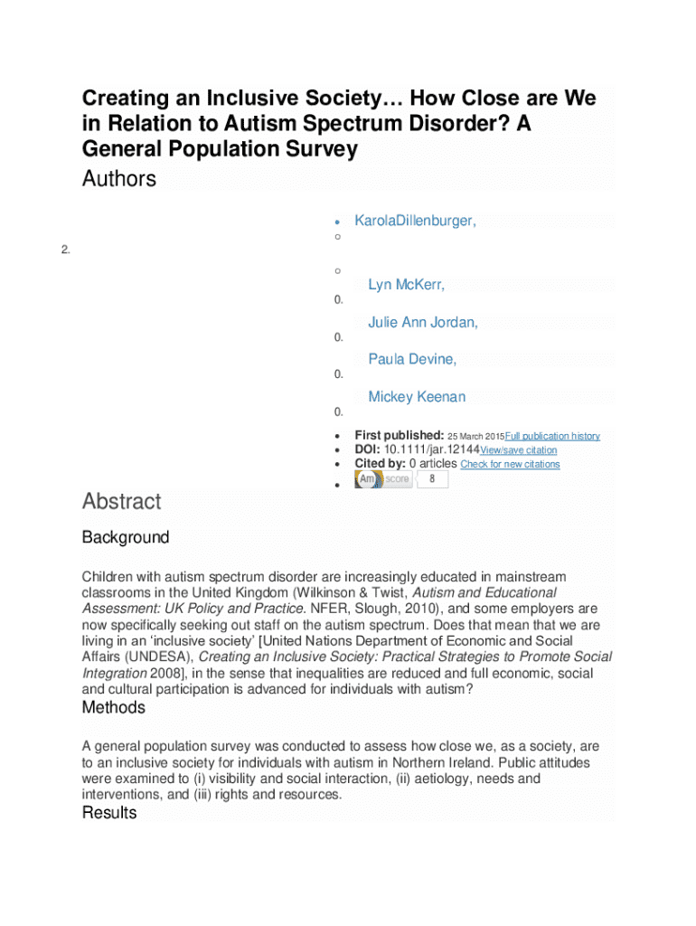 Fillable Online Creating an Inclusive Society How Close are We in ...