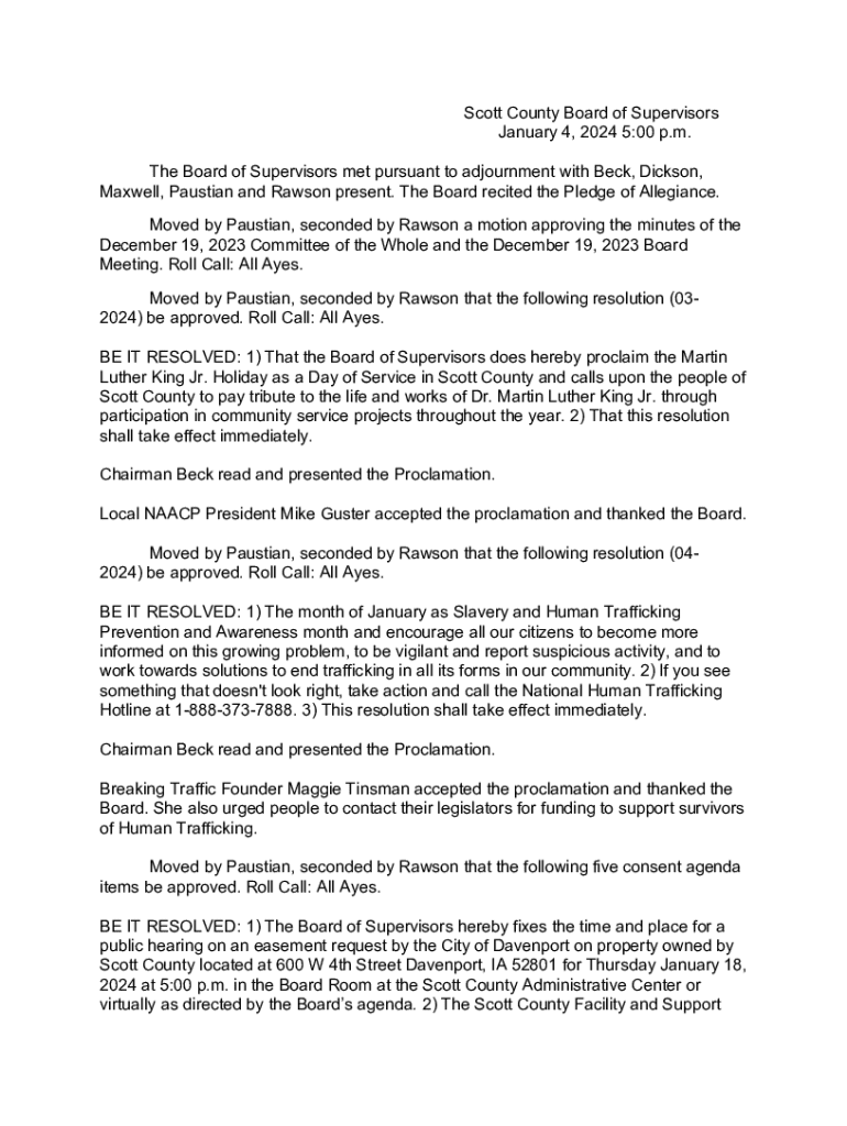 Fillable Online Scott County Board of Supervisors January 4, 2024 Fax Email Print - pdfFiller