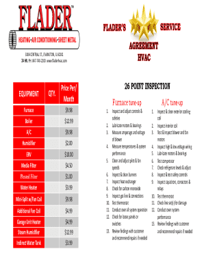 Fillable Online 26 POINT INSPECTION Furnace tune-up A/C tune-up ...