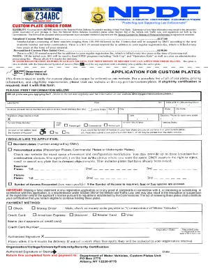 Fillable Online CUSTOM PLATE ORDER FORM Fax Email Print - pdfFiller