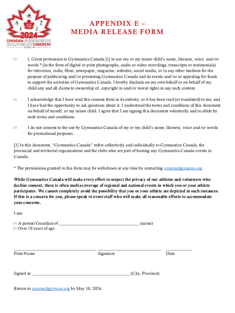 Fillable Online APPENDIX EMEDIA RELEASE FORM Fax Email Print - pdfFiller