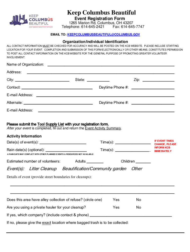 Fillable Online Basic Forms Packet - Keep Columbus Beautiful Fax Email Print - pdfFiller