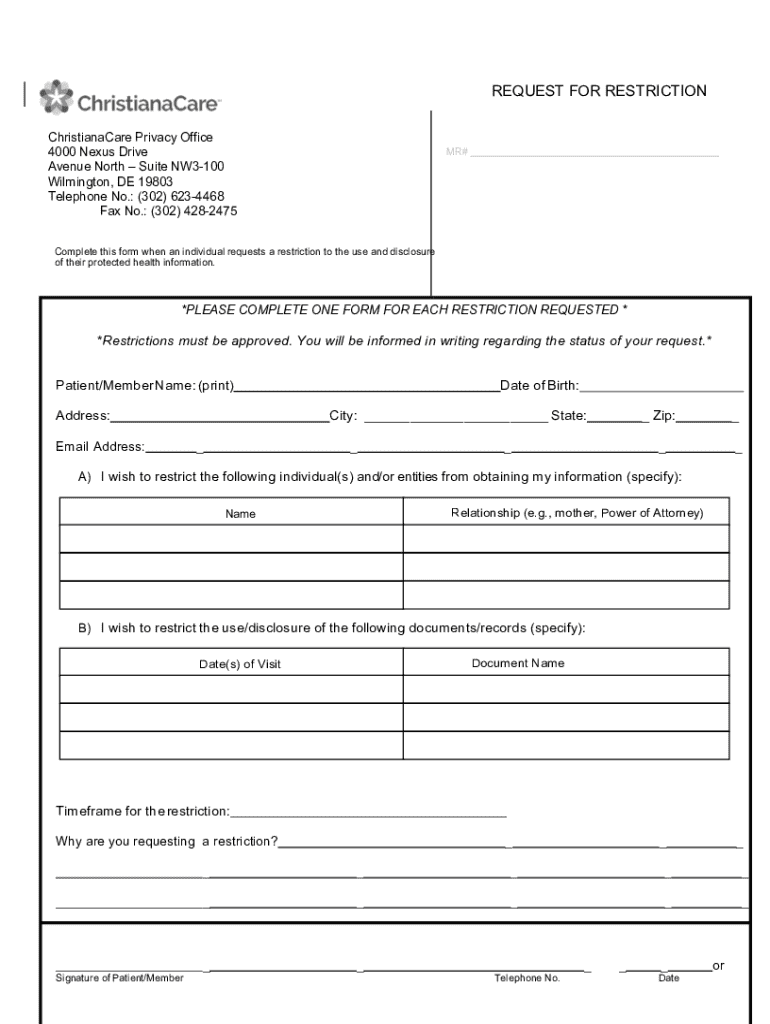 Fillable Online request-for-restriction.docx Fax Email Print - pdfFiller