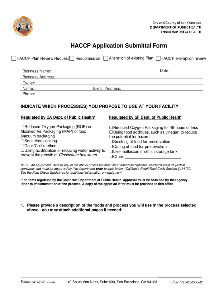 Fillable Online HACCP Application Form Fax Email Print - pdfFiller