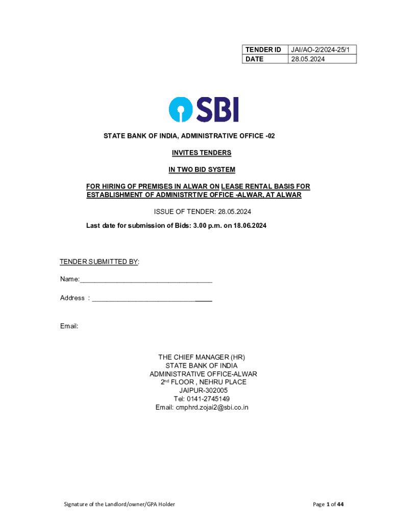 Fillable Online STATE BANK OF INDIA, ADMINISTRATIVE OFFICE -02 Fax ...