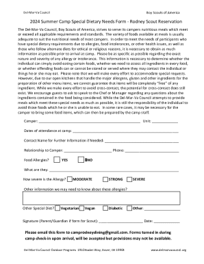 Fillable Online Rodney Scout Reservation - Camp Planning Information ...