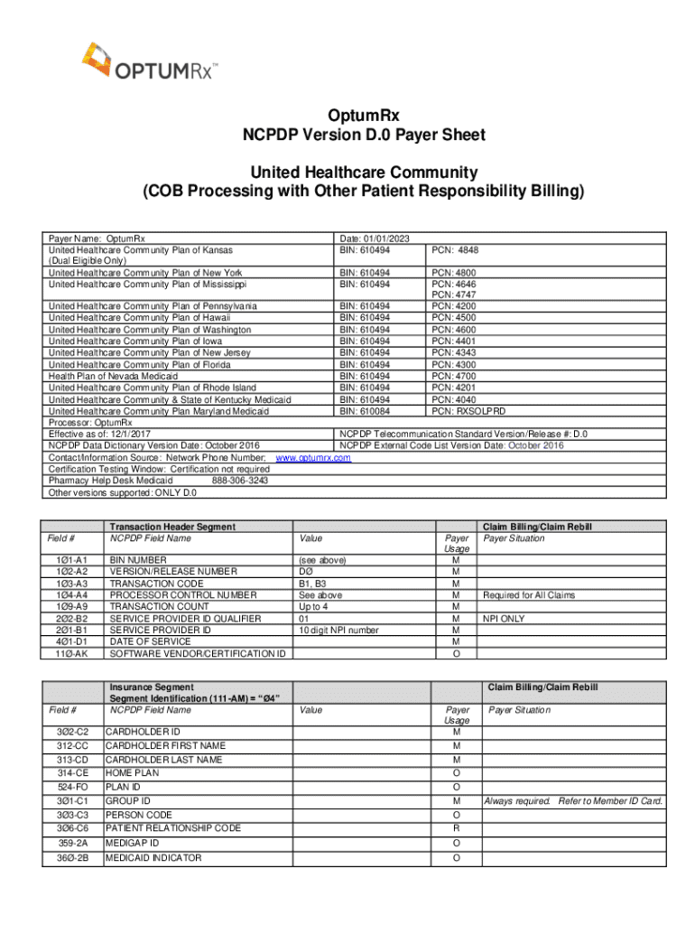 Fillable Online ncpdp version d. request claim billing payer sheet Fax ... Fillable Online ncpdp version d. request claim billing payer sheet Fax ...