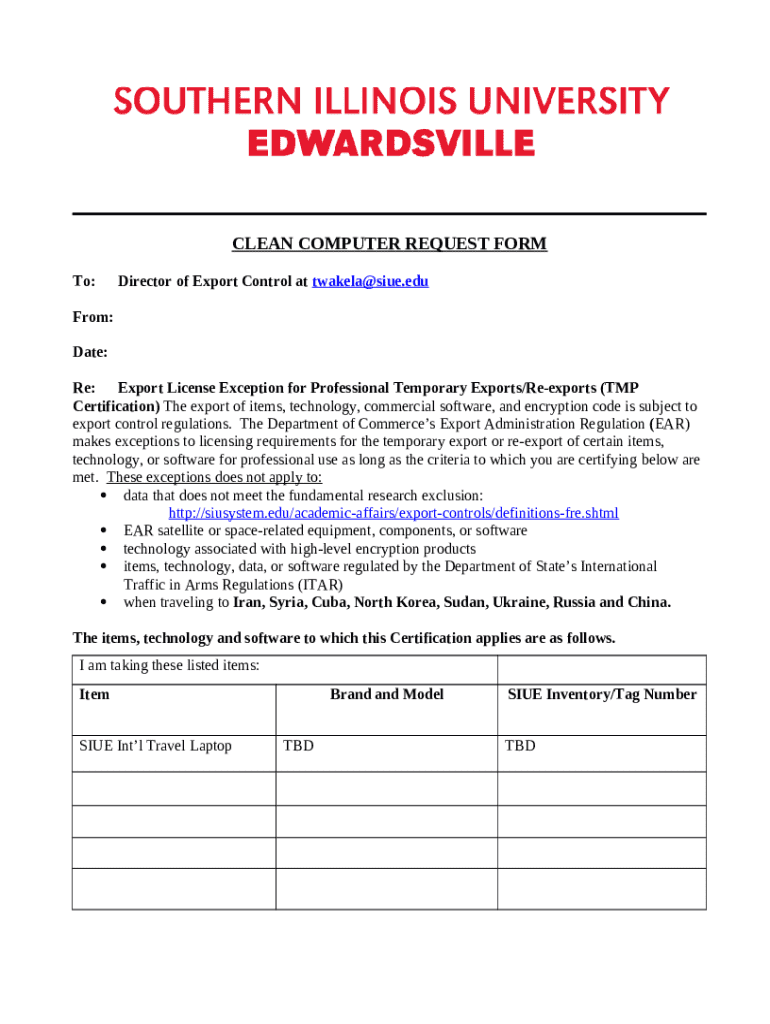 Clean Computer Request Doc Template | pdfFiller
