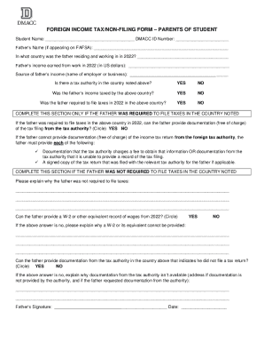 Fillable Online 24-25 Foreign Income Tax/Non-Filing Form - Parents of ...