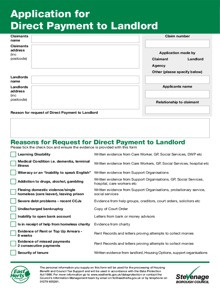 Fillable Online Direct Payment to Landlord Fax Email Print - pdfFiller