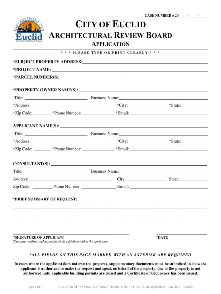 Fillable Online Application for Architectural Review Board w/ ARB ...