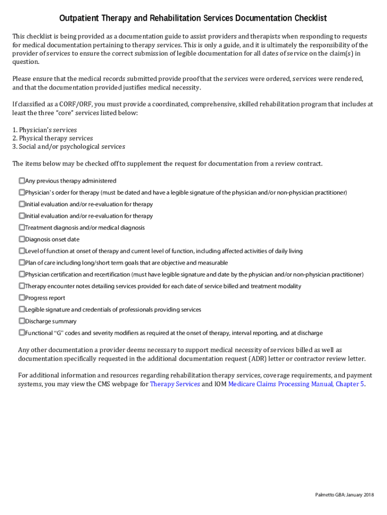 Fillable Online Outpatient Therapy and Rehabilitation Services ...